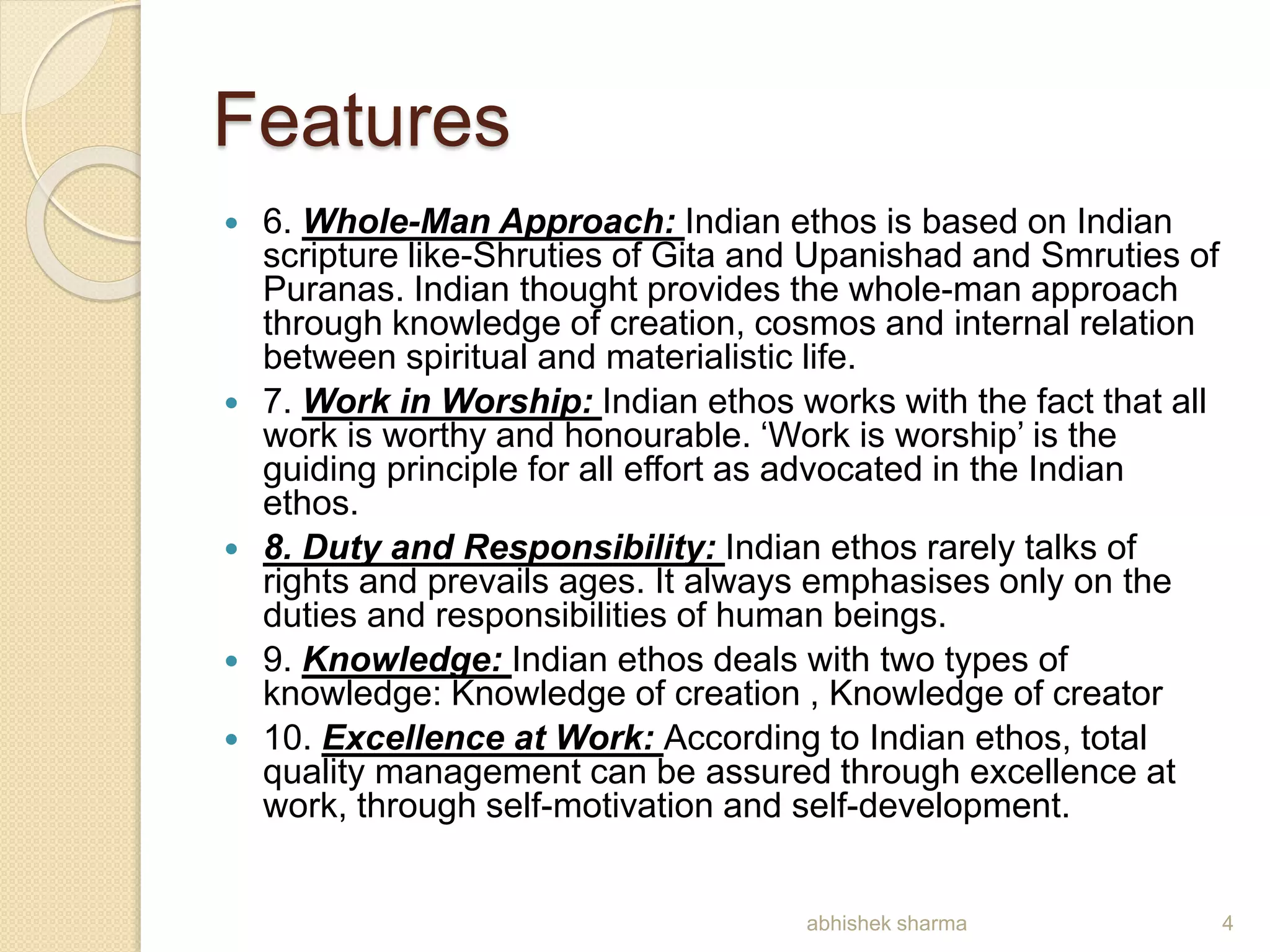 Indian ethos in management | PPTX