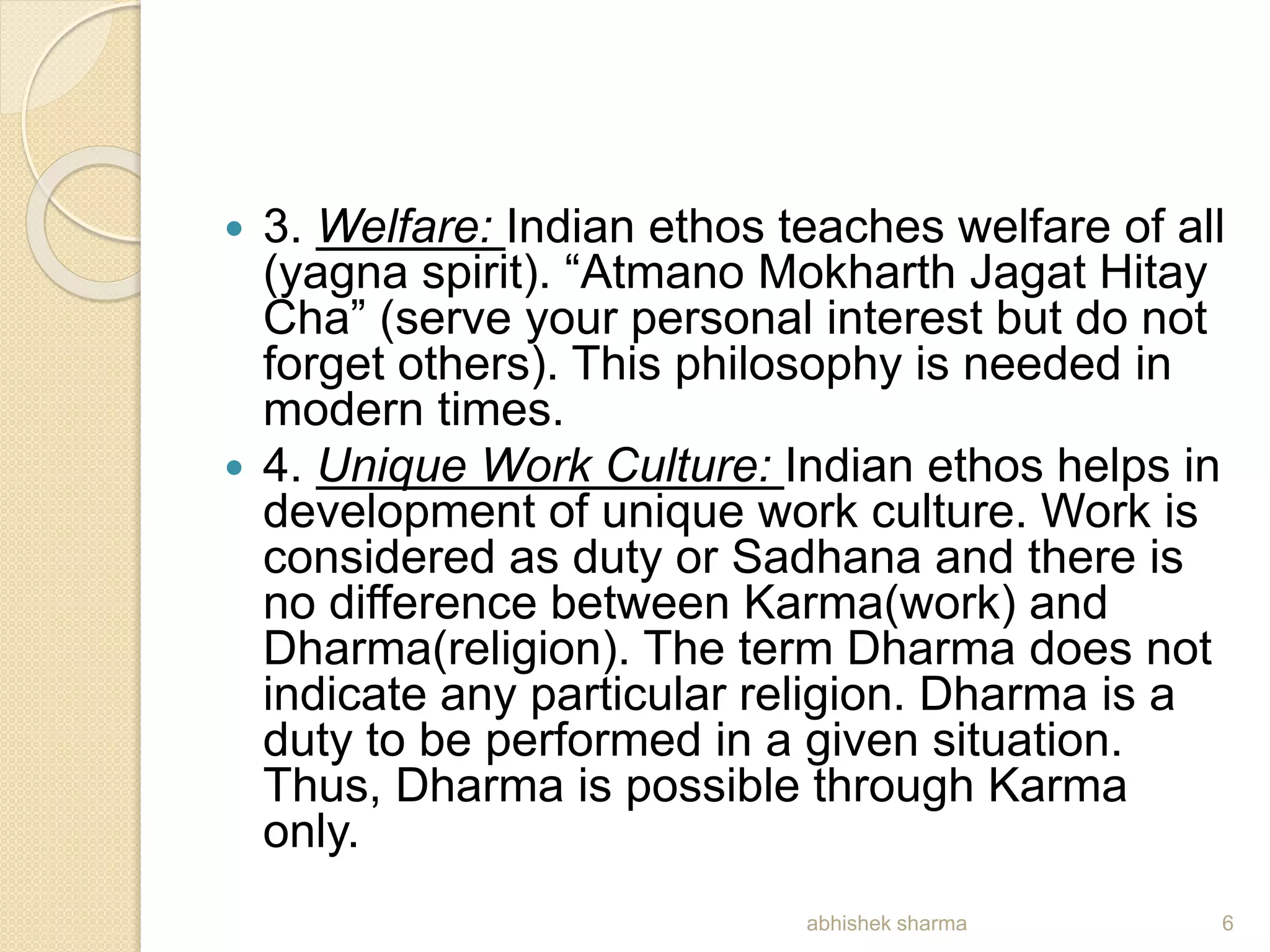 Indian ethos in management | PPTX