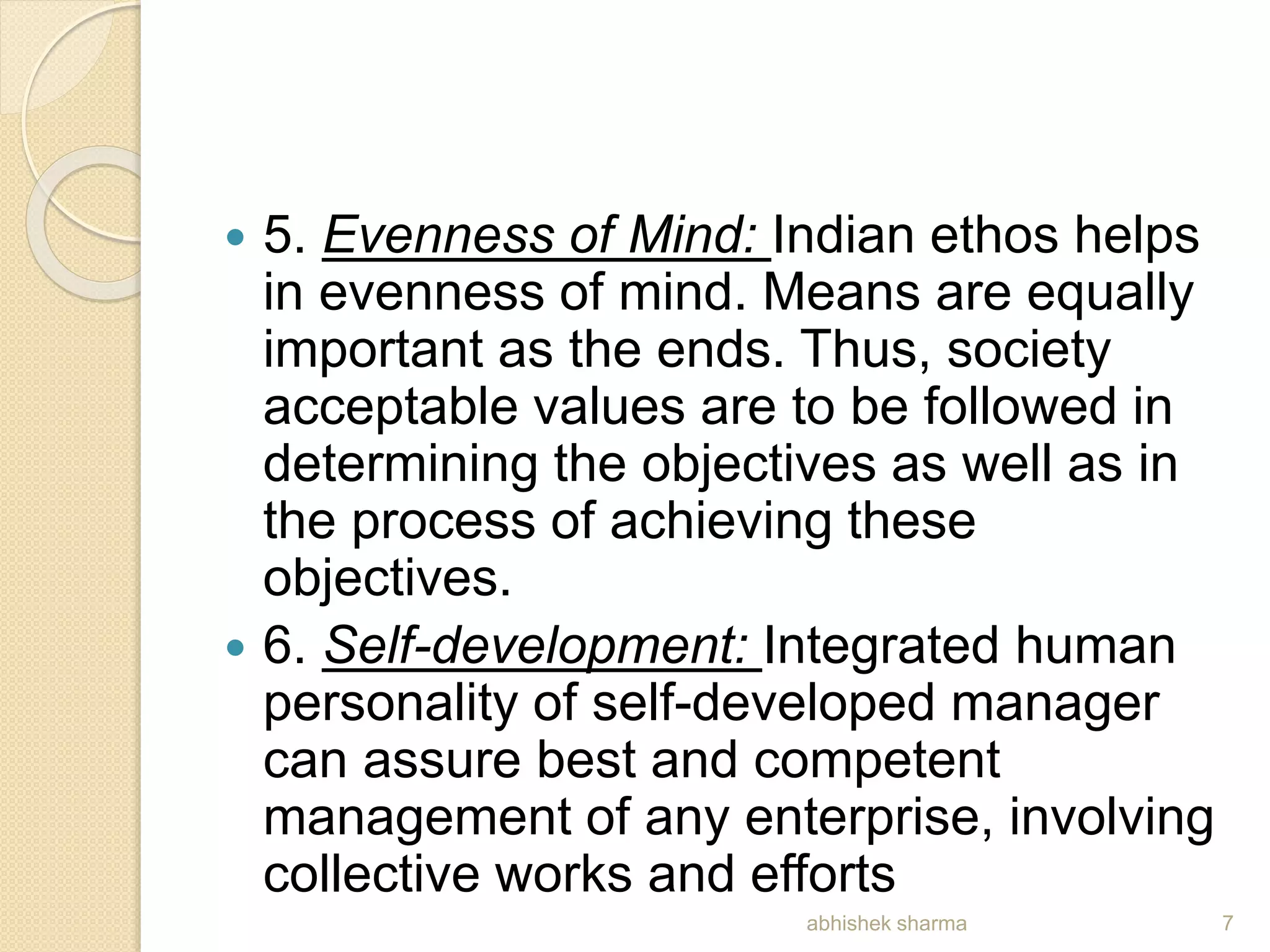 Indian ethos in management | PPTX
