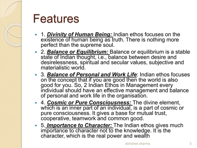Indian ethos in management | PPTX