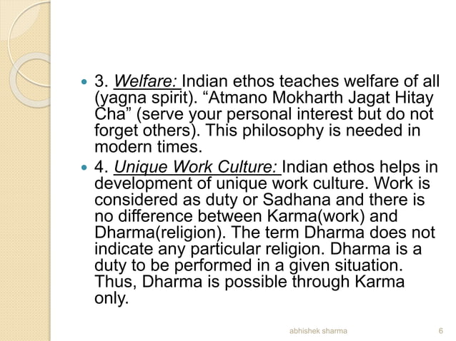 Indian ethos in management | PPTX