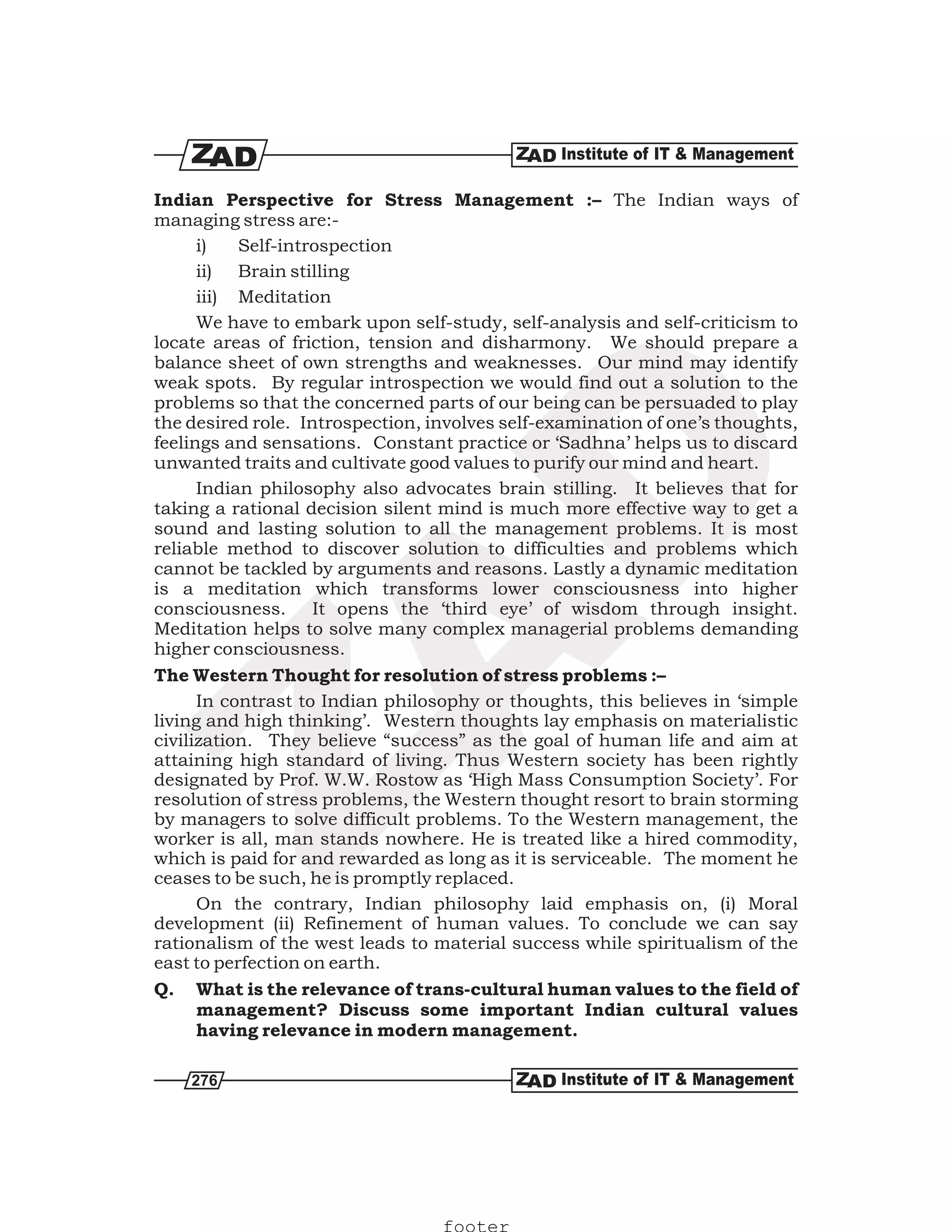 Indian etos and value (mba zad mdu) | PDF