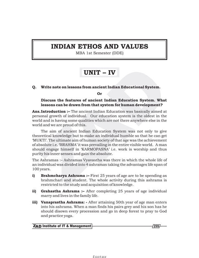 Indian etos and value (mba zad mdu) | PDF