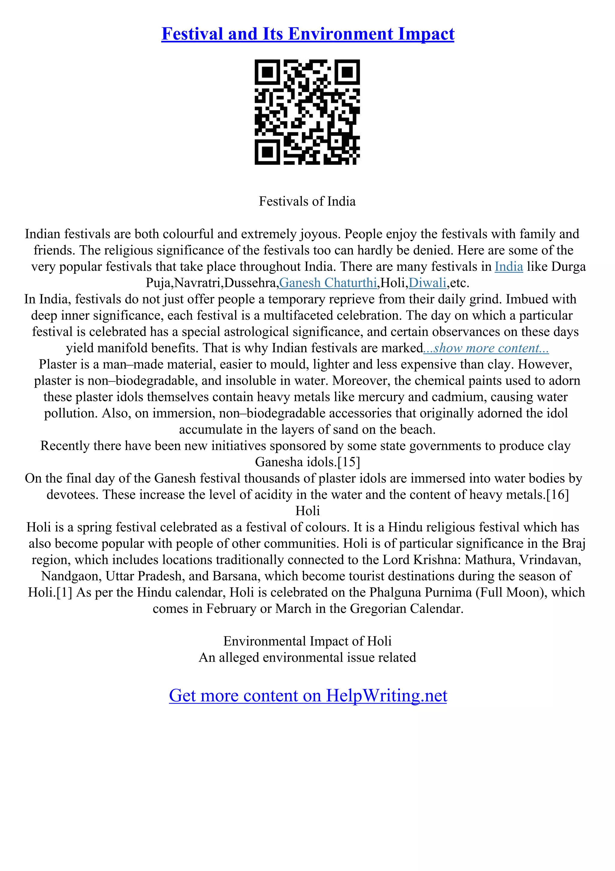 Indian Festivals Essay | PDF | Classical Music | Music