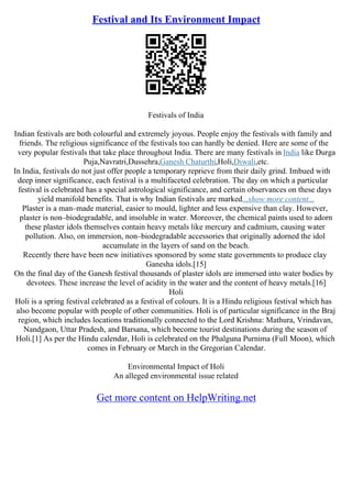 Indian Festivals Essay | PDF