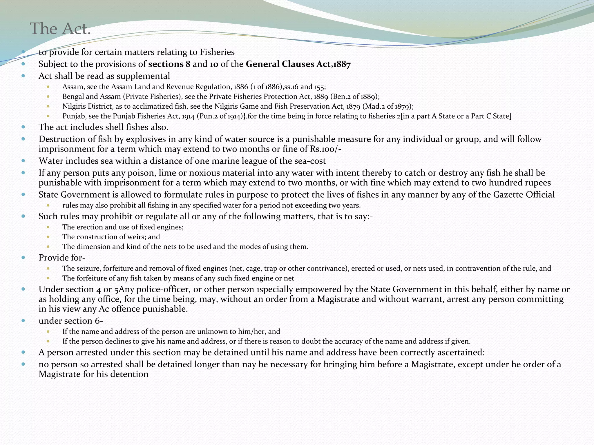 Indian fisheries act 1897 | PPTX