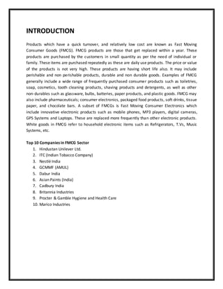 Indian fmcg sector | DOCX