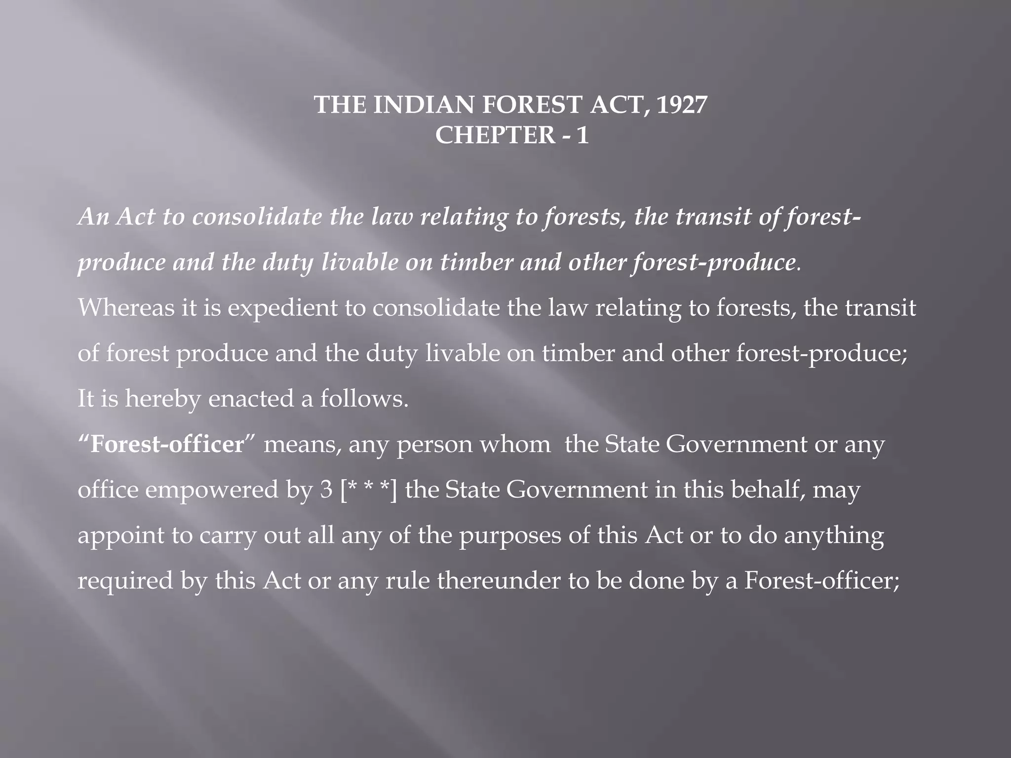 Indian forest act 1927 | PPTX
