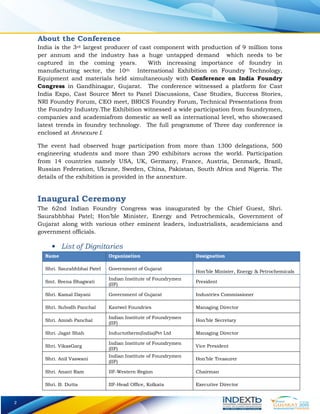 Gujarat Vibrant - 62nd Indian Foundry Congress and IFEX Exhibition | PDF