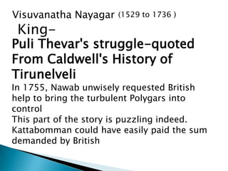 Indian freedom fighter pulithevar ppt | PPTX