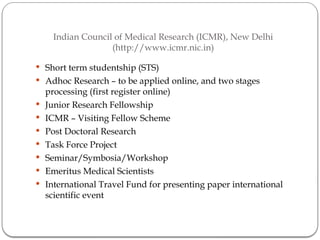 Indian Funding agencies for Research work | PPT