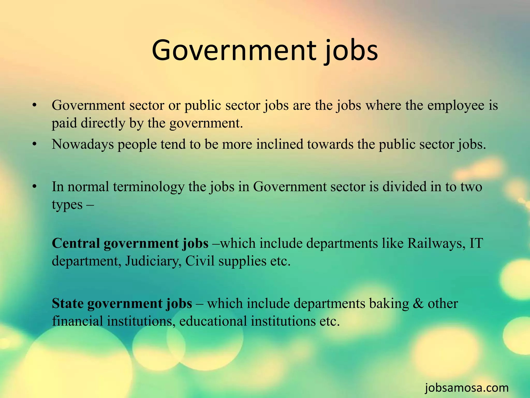 Indian government jobs for graduates | PPTX
