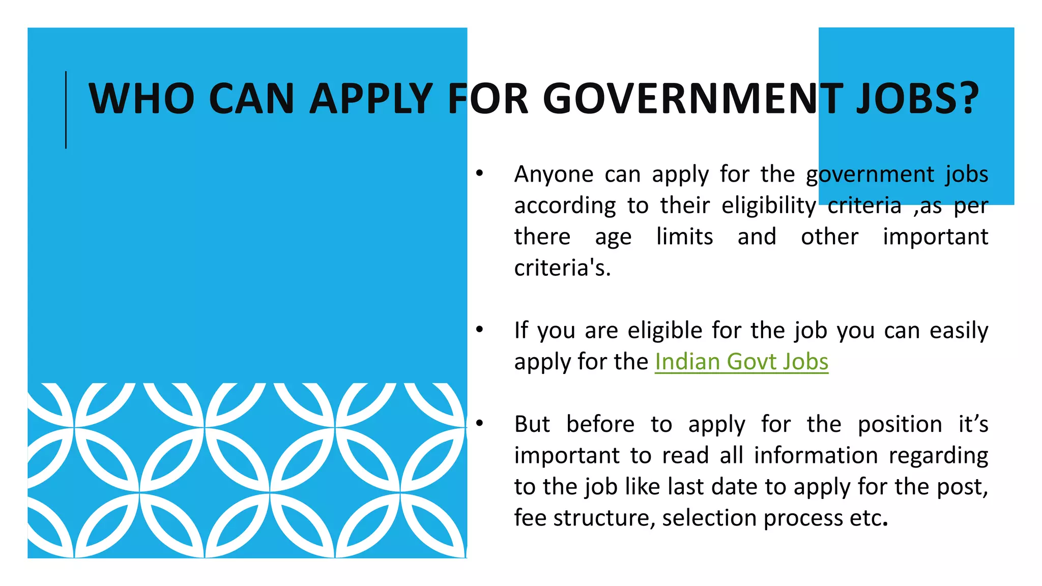 Job opportunities in government sectors | PPTX