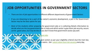 Job opportunities in government sectors | PPTX