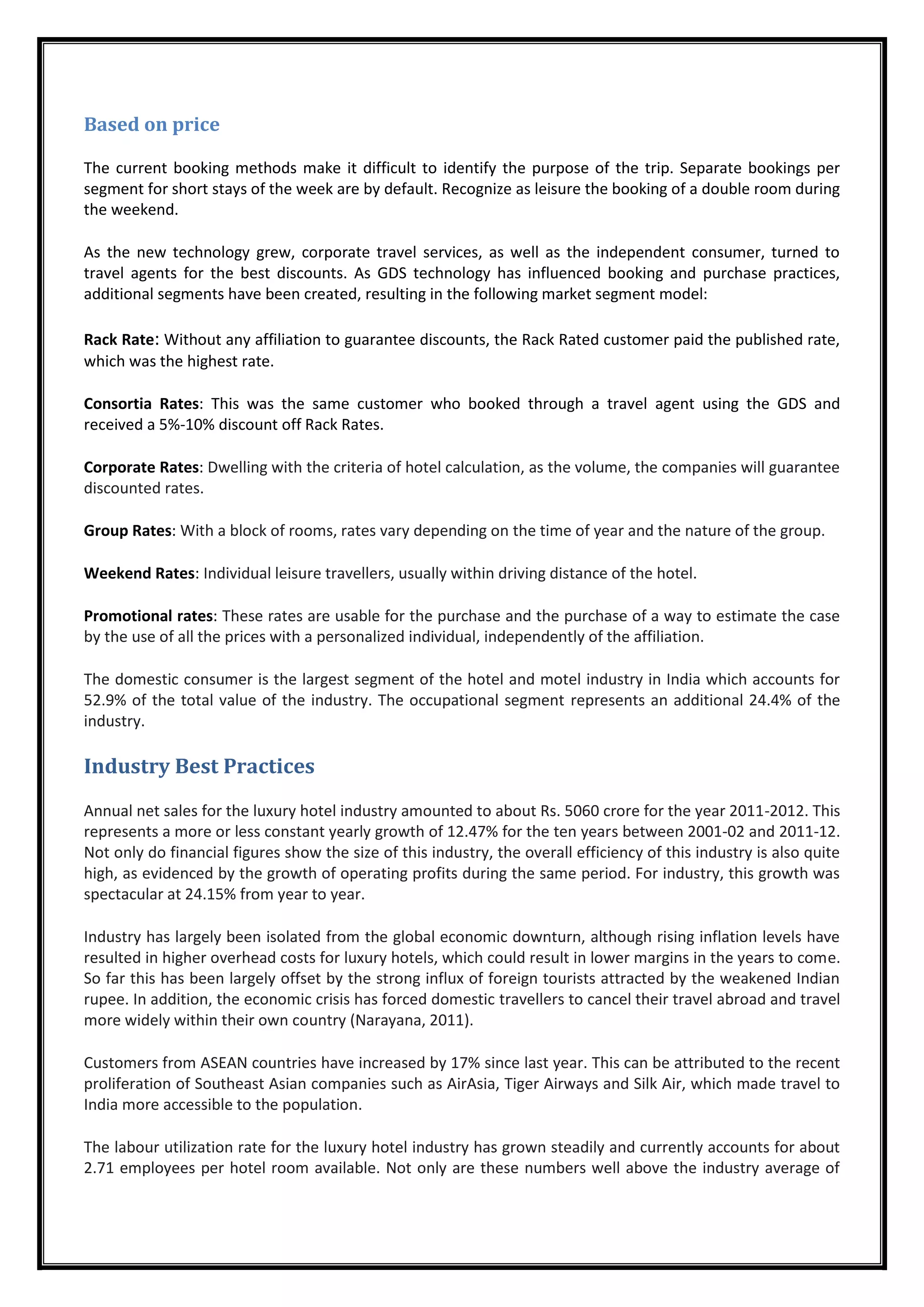 Indian hotel industry competetion and benchmarking | PDF