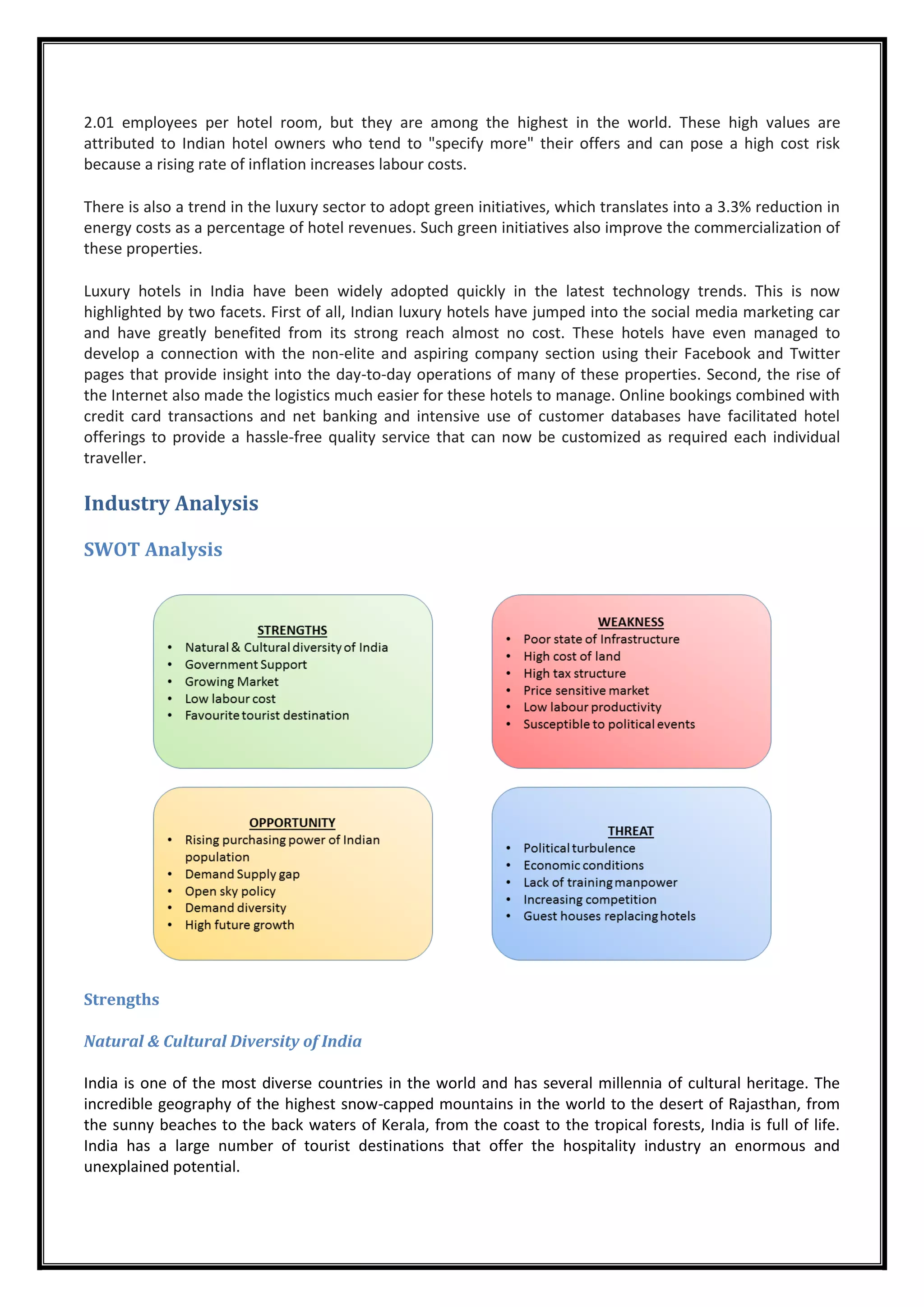 Indian hotel industry competetion and benchmarking | PDF