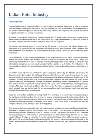 Indian hotel industry competetion and benchmarking | PDF