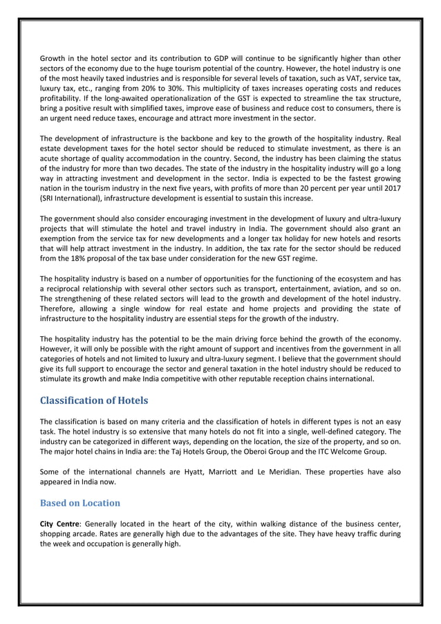 Indian hotel industry competetion and benchmarking | PDF | Hotels and ...