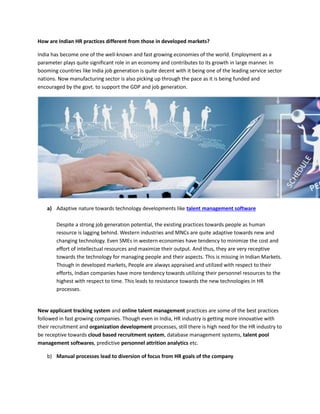 How are Indian HR Practices Different from those in Developed Markets? | PDF