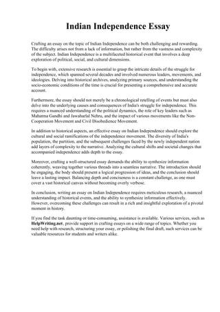Indian Independence Essay.pdf | Homework and Study | Education