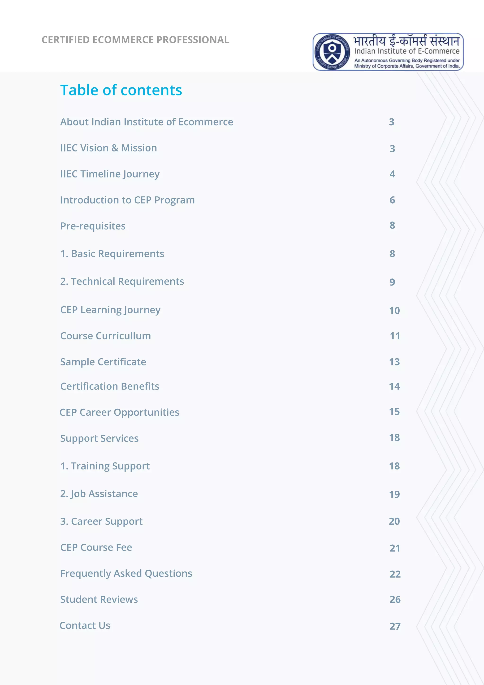 Indian institute of ecommerce certified ecommerce professional course brochure | PDF