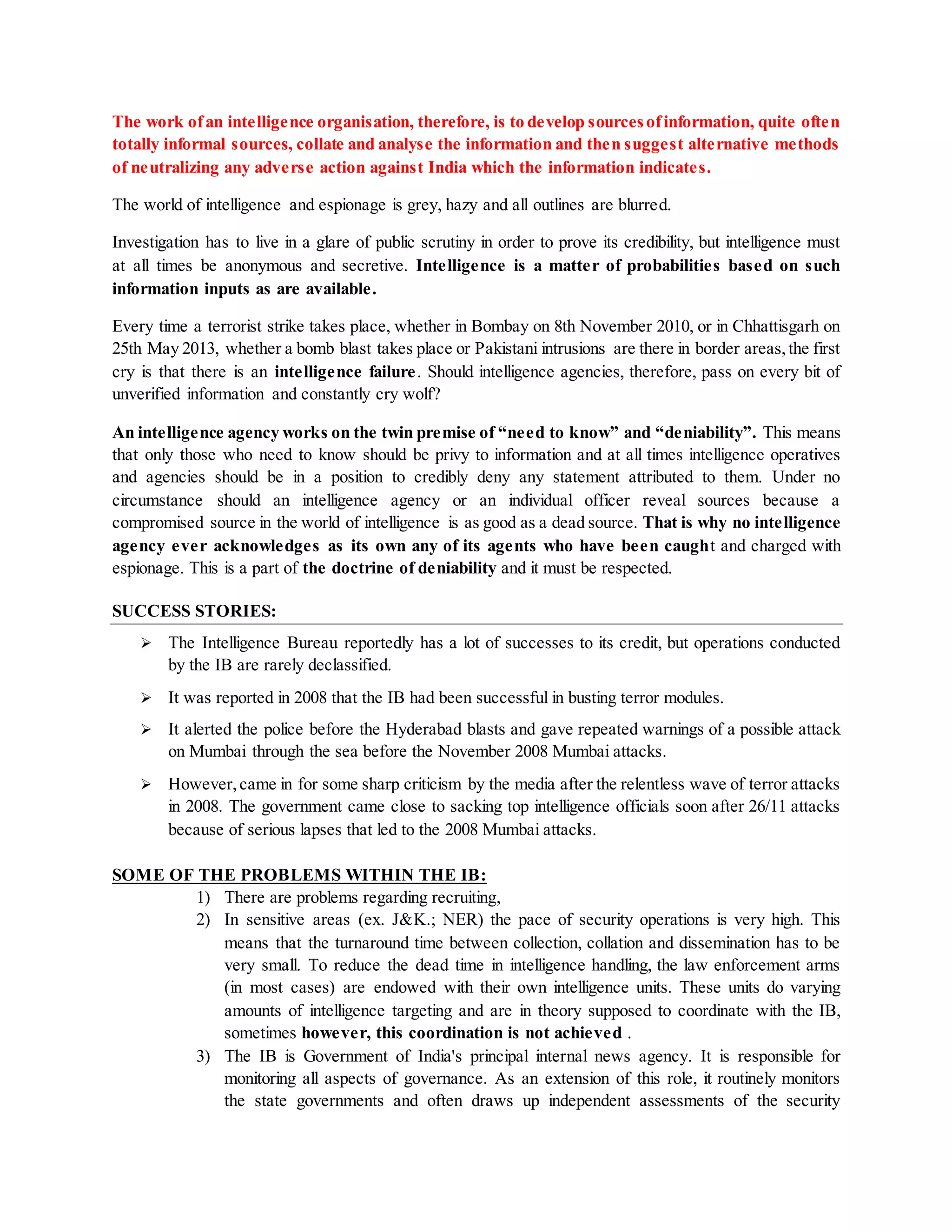 Indian intelligence bureau | DOCX