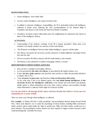 Indian intelligence bureau | DOCX