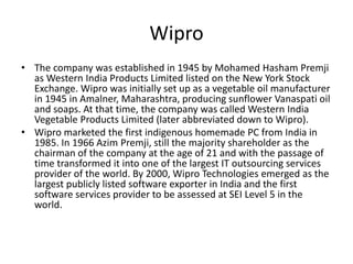 Indian IT industry analysis: wipro, tcs,infosys | PPT