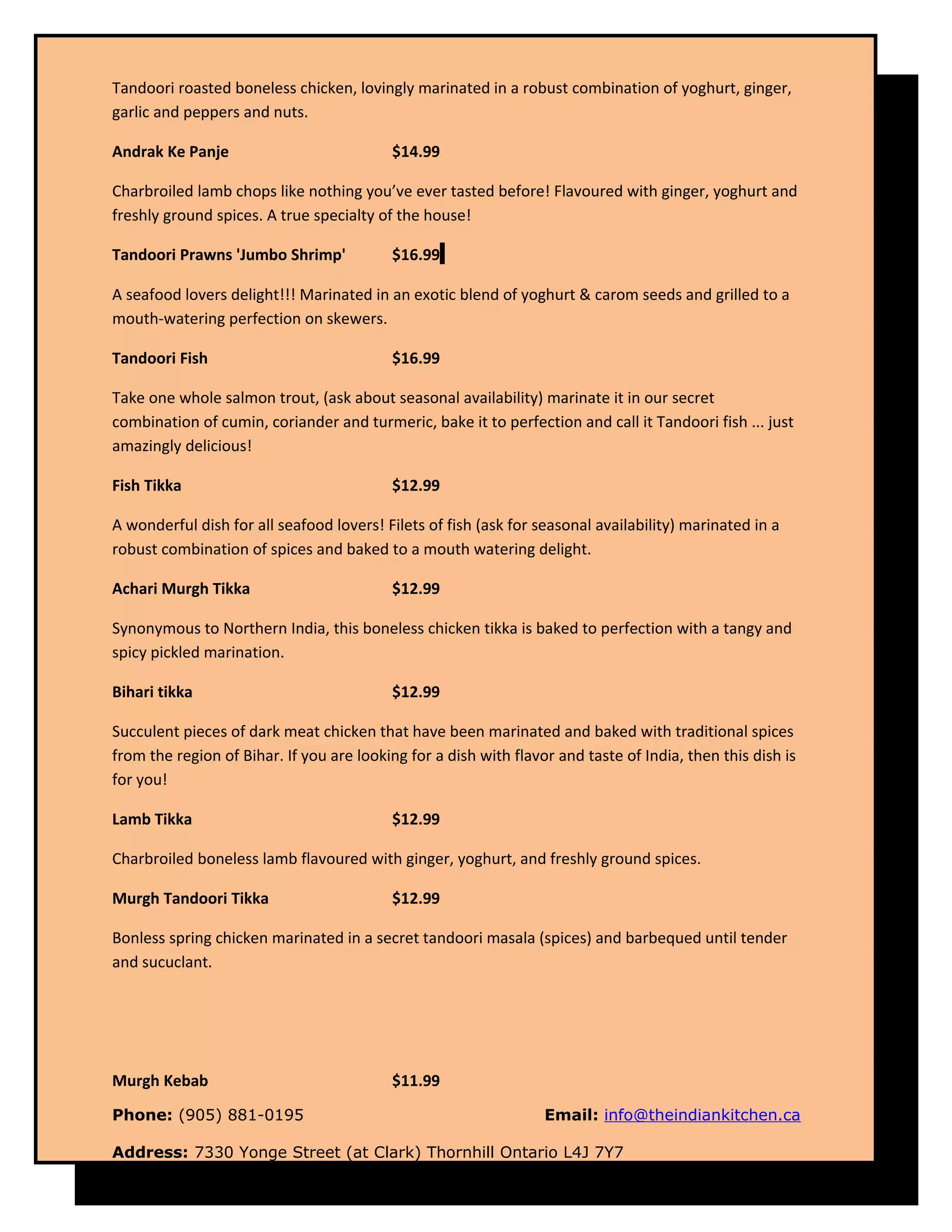 Indian kitchen menu List | DOC