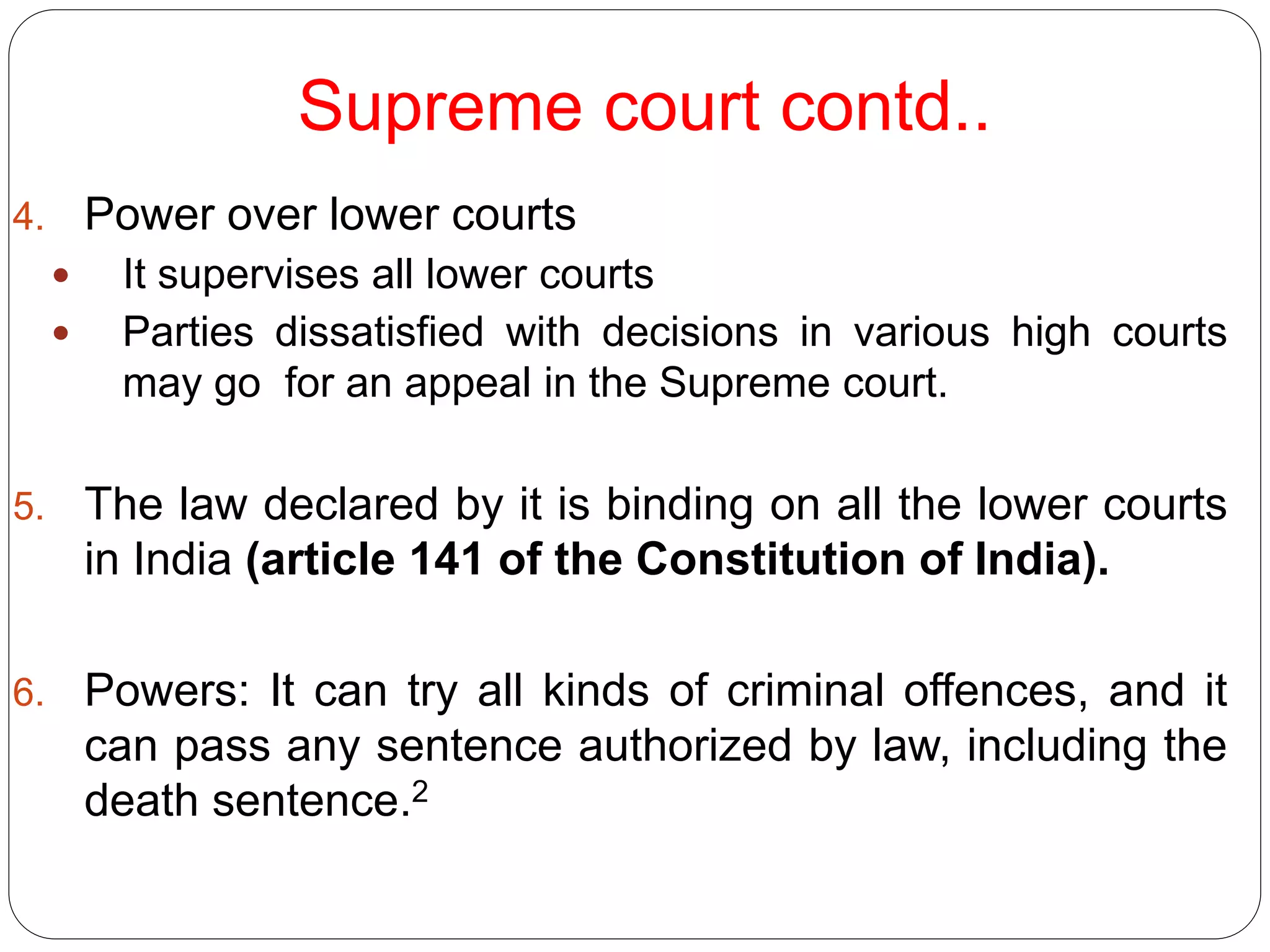 Indian legal system in reference to structure & function | PPT