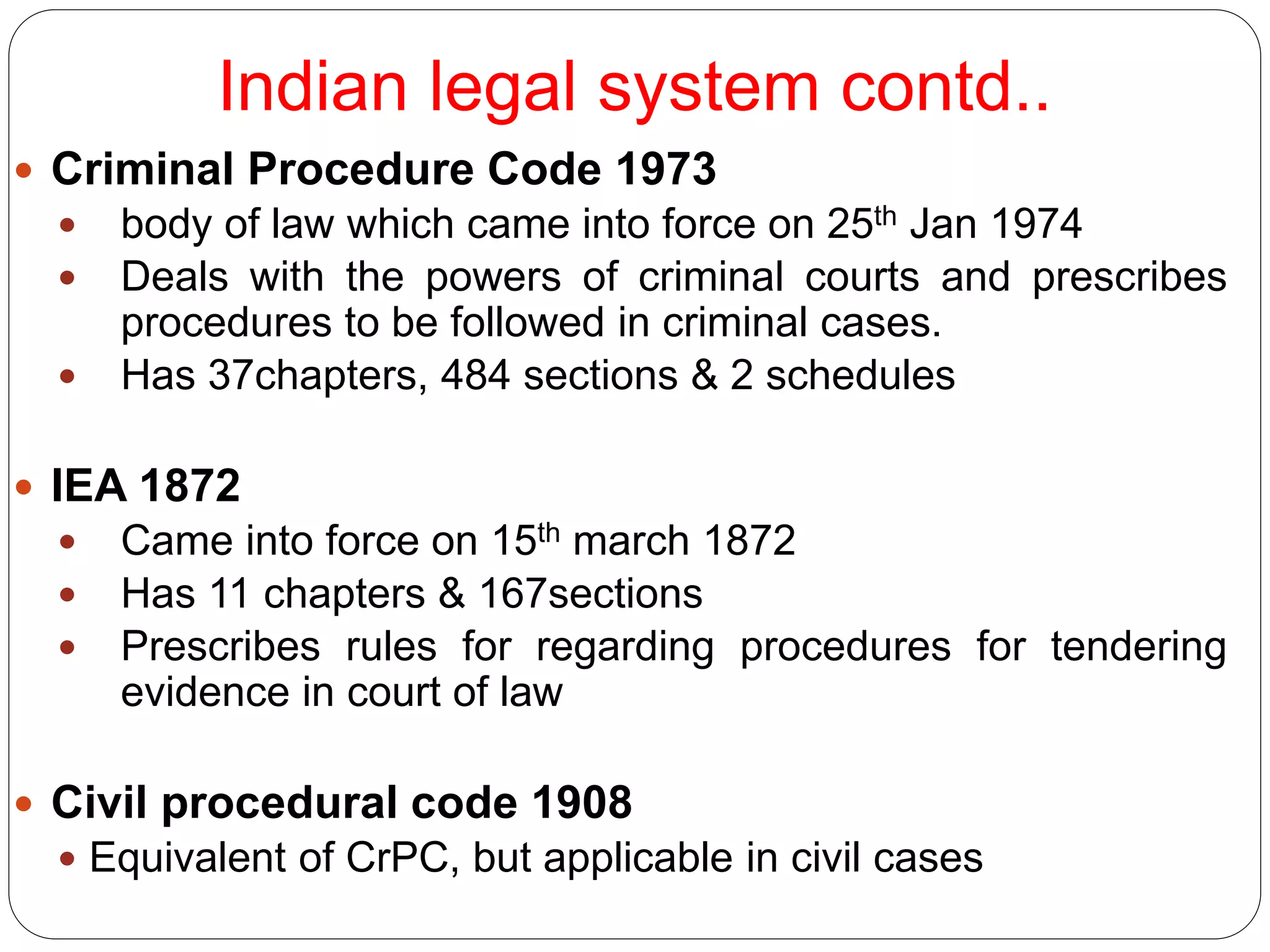 Indian legal system in reference to structure & function | PPT