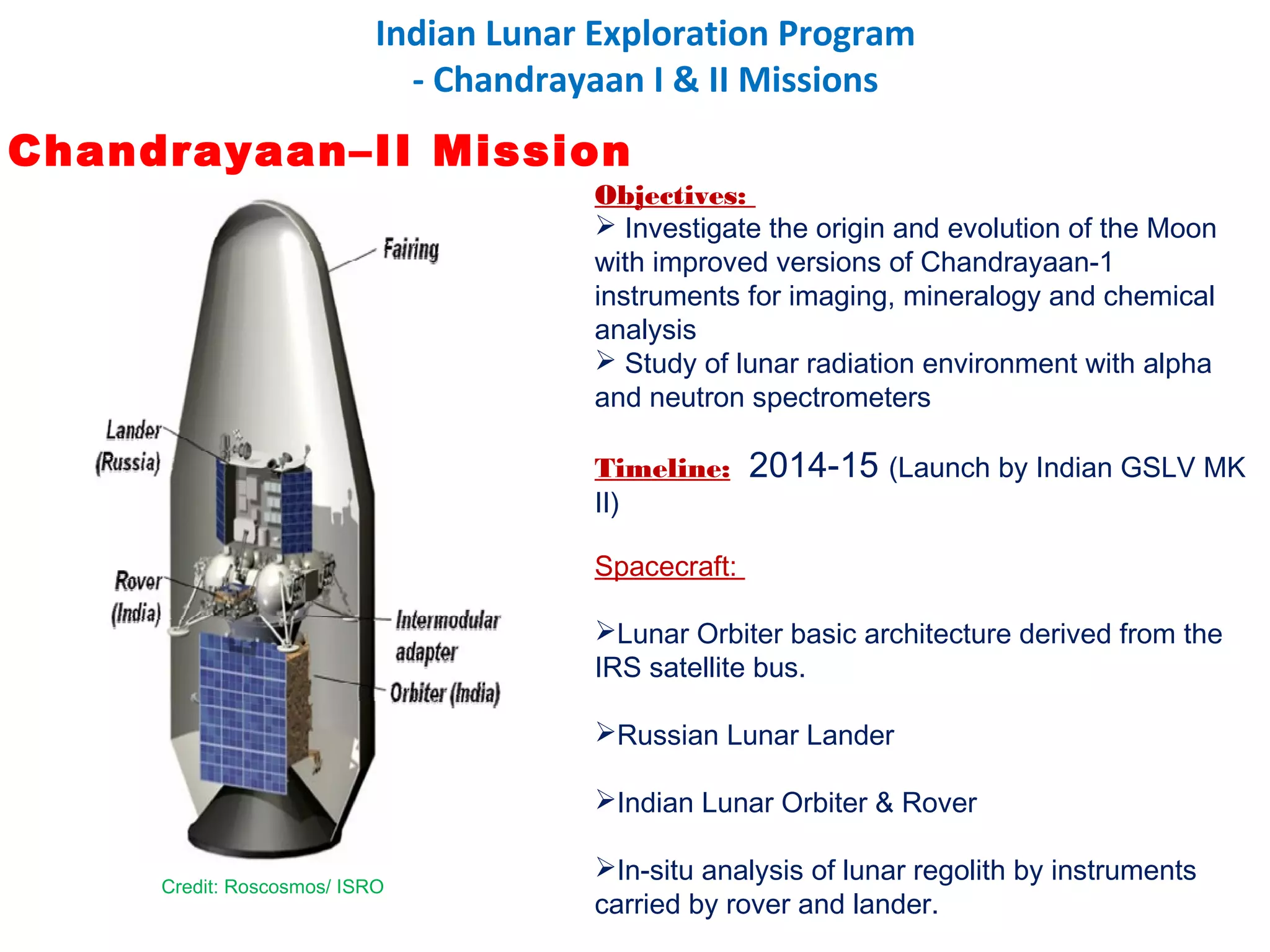 Indian Lunar Space Exploration - Chandrayaan I and II Missions | PPT