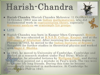 Harish Chandra Mathematician