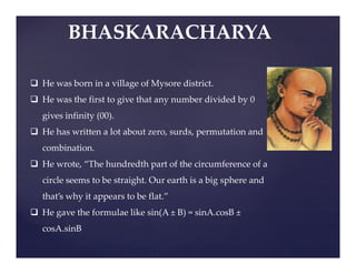 Matematicos Indianos Bhaskaracharya