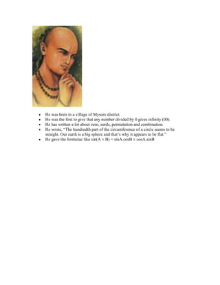 Indian Mathematicians And Their Contribution | DOC