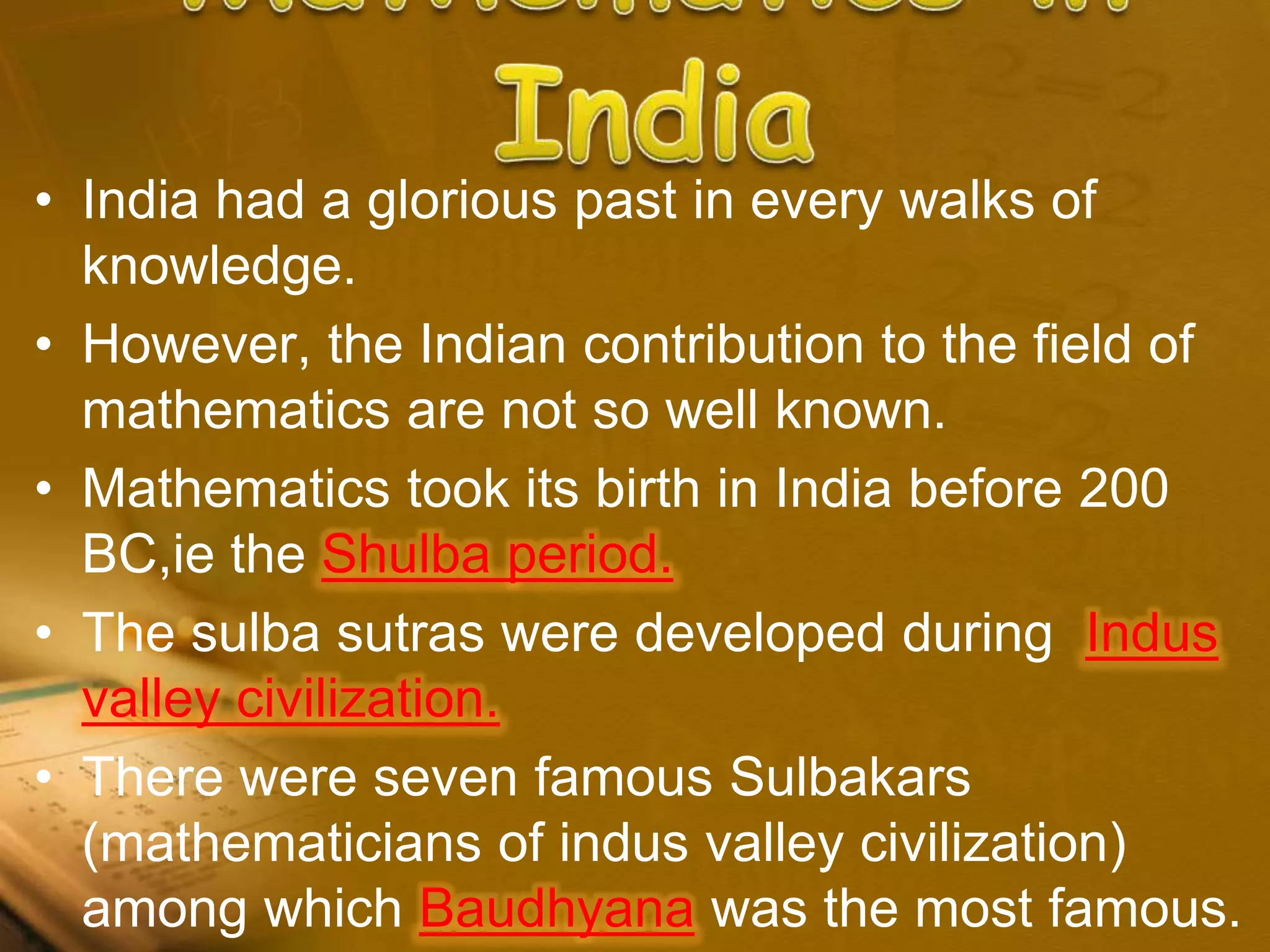 Indian mathematicians and their contribution to the field of ...