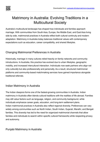 Matrimony in Australia: Evolving Traditions in a Multicultural Society ...