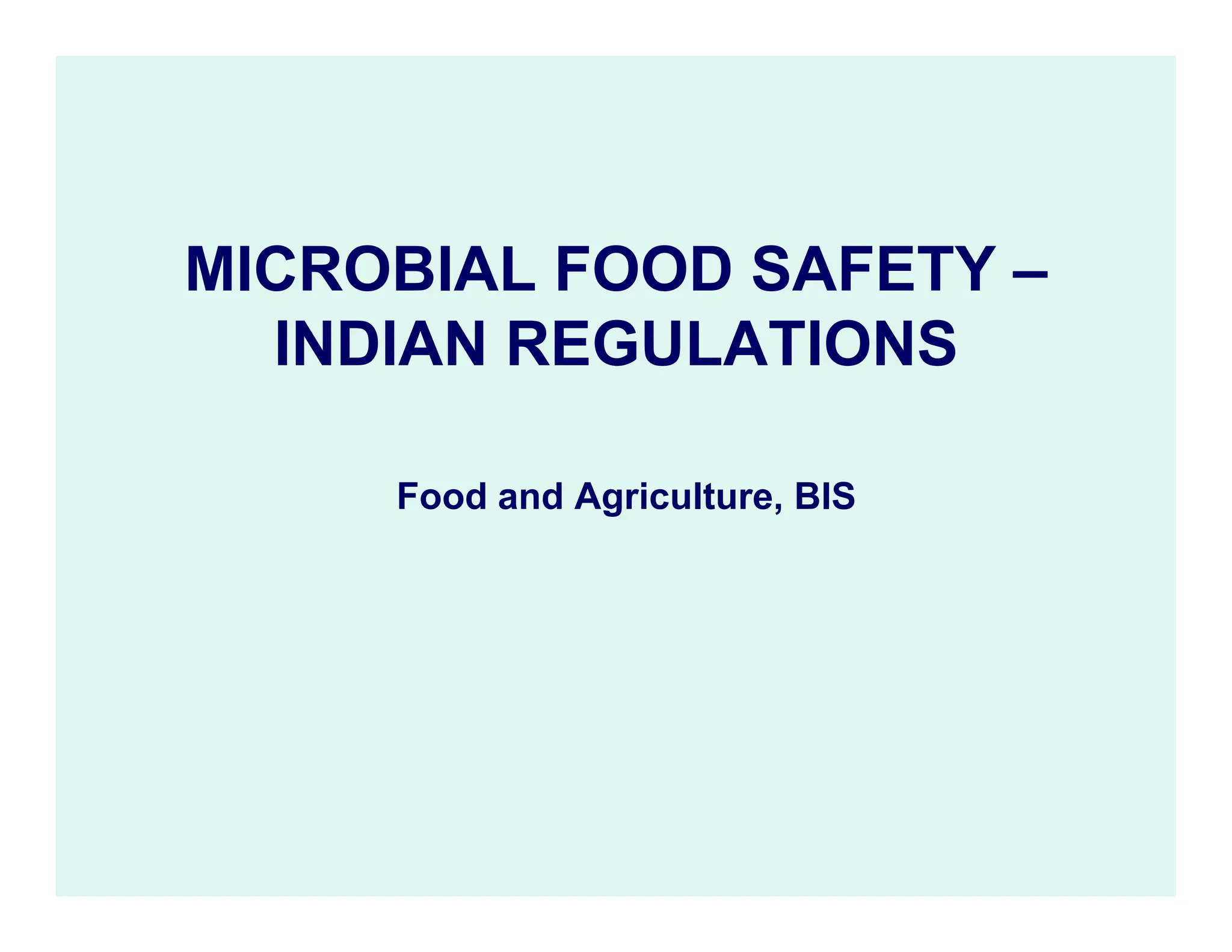 INDIAN MICROBIAL FOOD SAFETY microbial limits | PDF