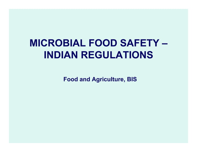 INDIAN MICROBIAL FOOD SAFETY microbial limits | PDF