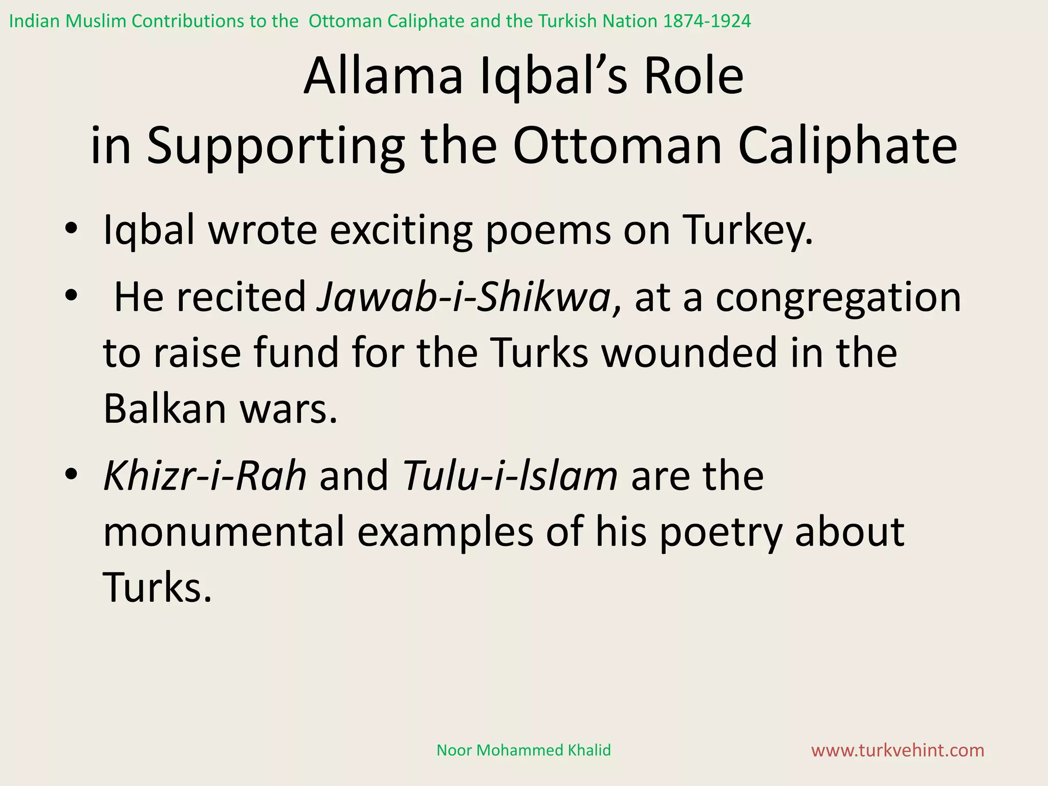 Contributions of Indian Muslims to the Ottoman Caliphate and the ...