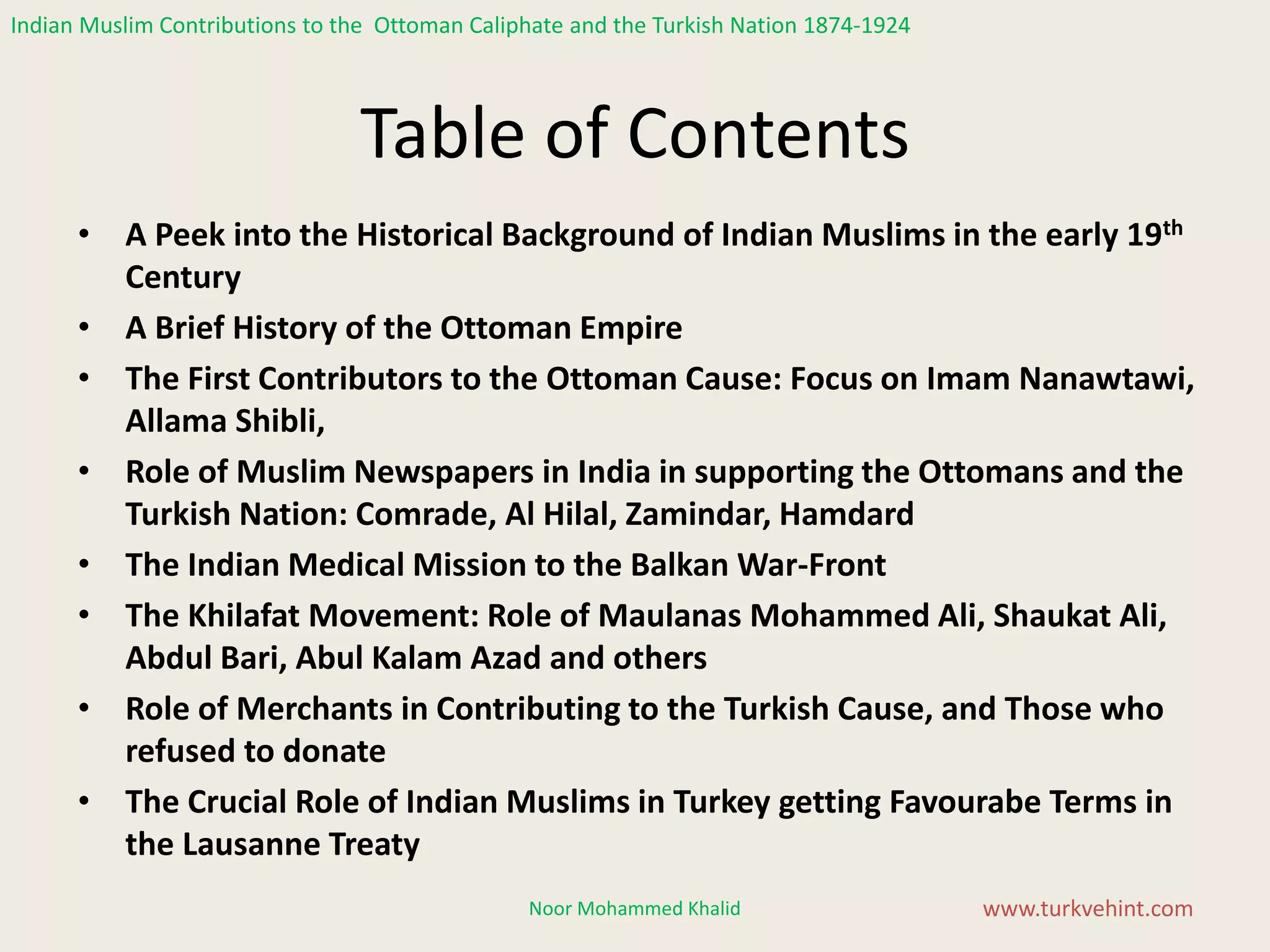 Contributions of Indian Muslims to the Ottoman Caliphate and the ...