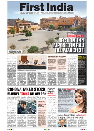 Indian newspapers in english first india-rajasthan-19 march 2020 ...