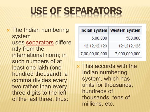 Indian number system | PPTX | Currencies | Economy