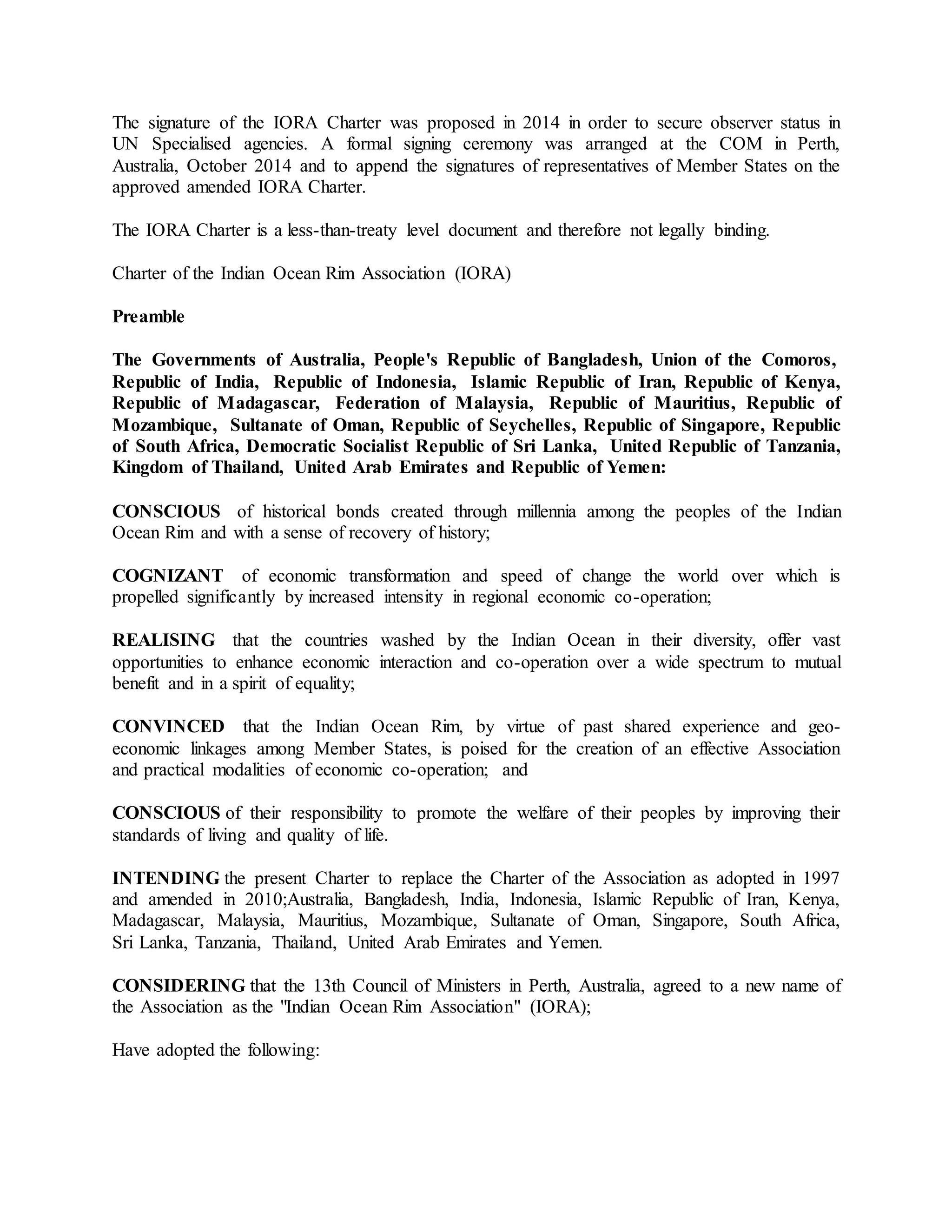Indian ocean rim association | DOCX
