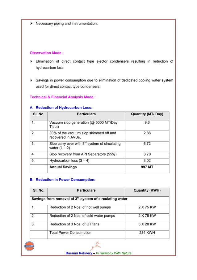 Indian oil corporation barauni refinery | PDF