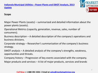 Indianola Municipal Utilities – Power Plants and SWOT Analysis, 2013 ...