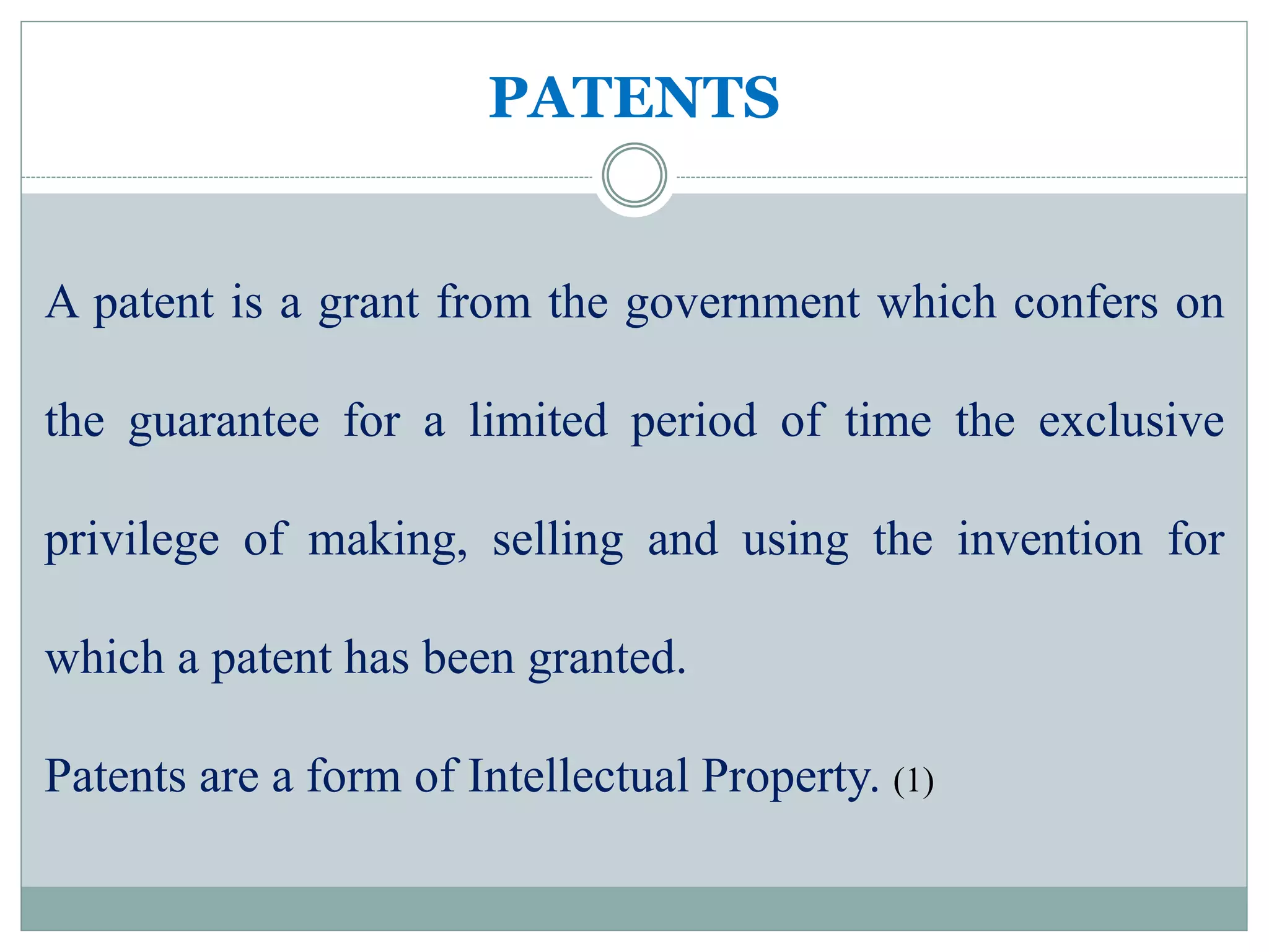 Indian patent act 1970 | PPTX