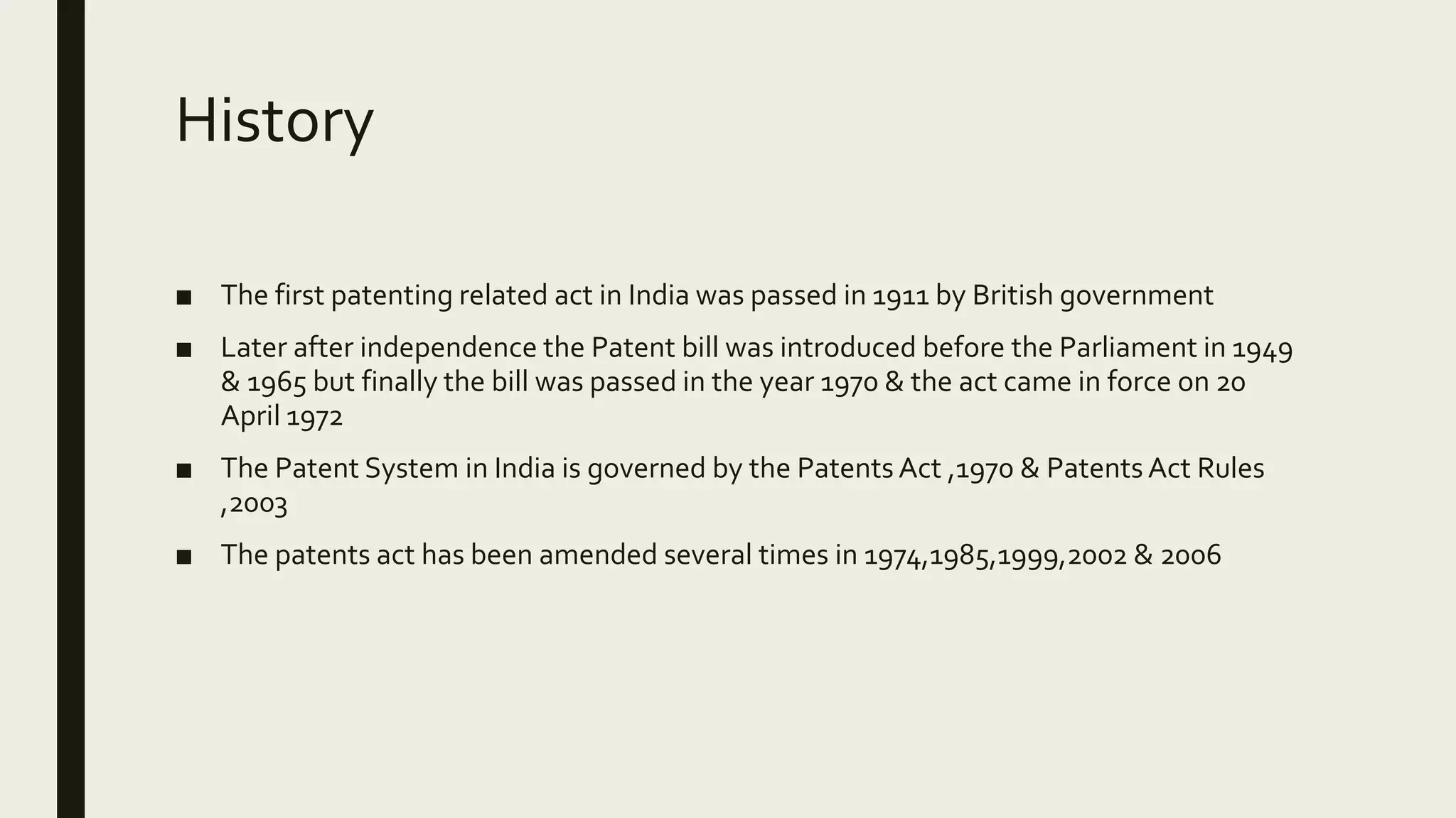 Indian patent act & its amendments | PPTX