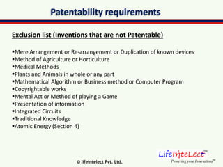 Indian Patent Law: Patentability requirements and filing procedure | PDF