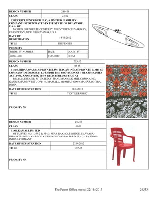 Indian patent office publishes patent industrial design journal having ...